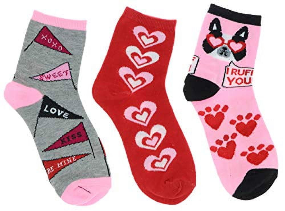Be Mine Women's Valentine's Day Crew Socks (Boxer Ruff You, Love ...