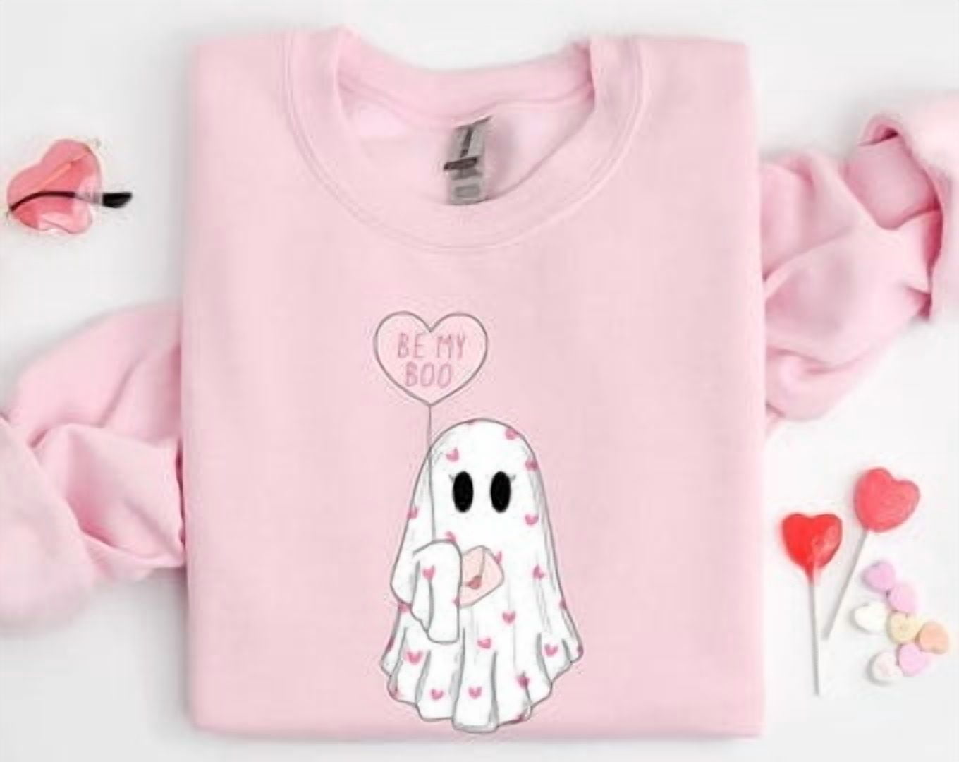 Be My Boo, Ghost, Valentines Day, Xoxo, Women Valentines Day, Heart, Sand Sweatshirt - Walmart.com