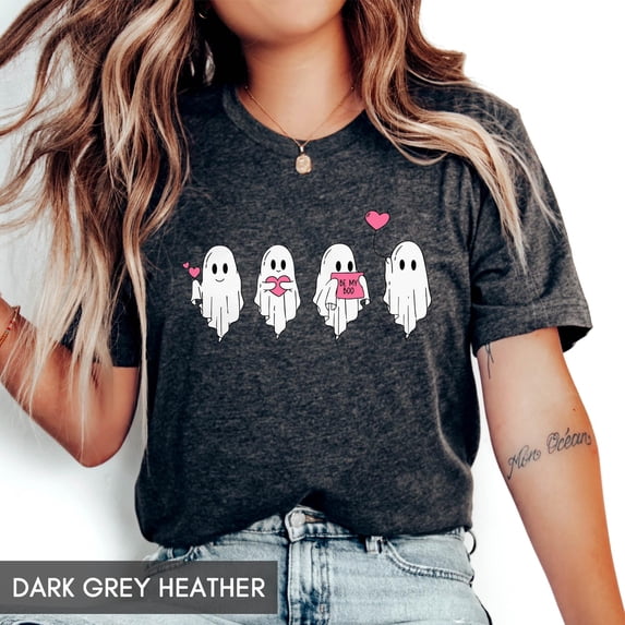 Be My Boo Valentines Day Shirt Little Ghost Heart Funny Tee - Walmart.com