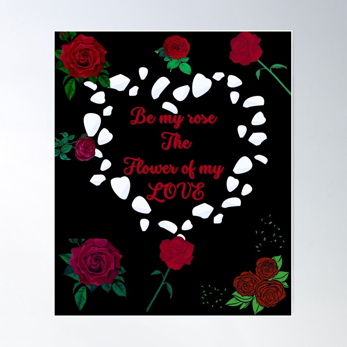 Be My Rose – Romantic Love Design Poster Wall Art, Modern Wall Decor ...