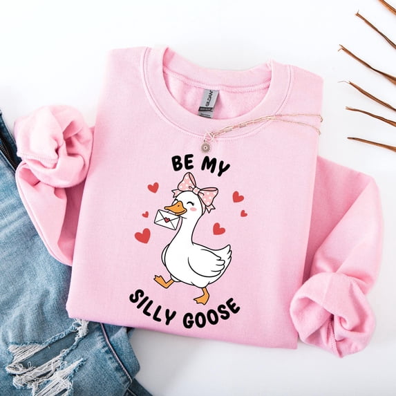 Be My Silly Goose Sweatshirt, Cute Valentine Sweatshirt, Pink Coquette ...