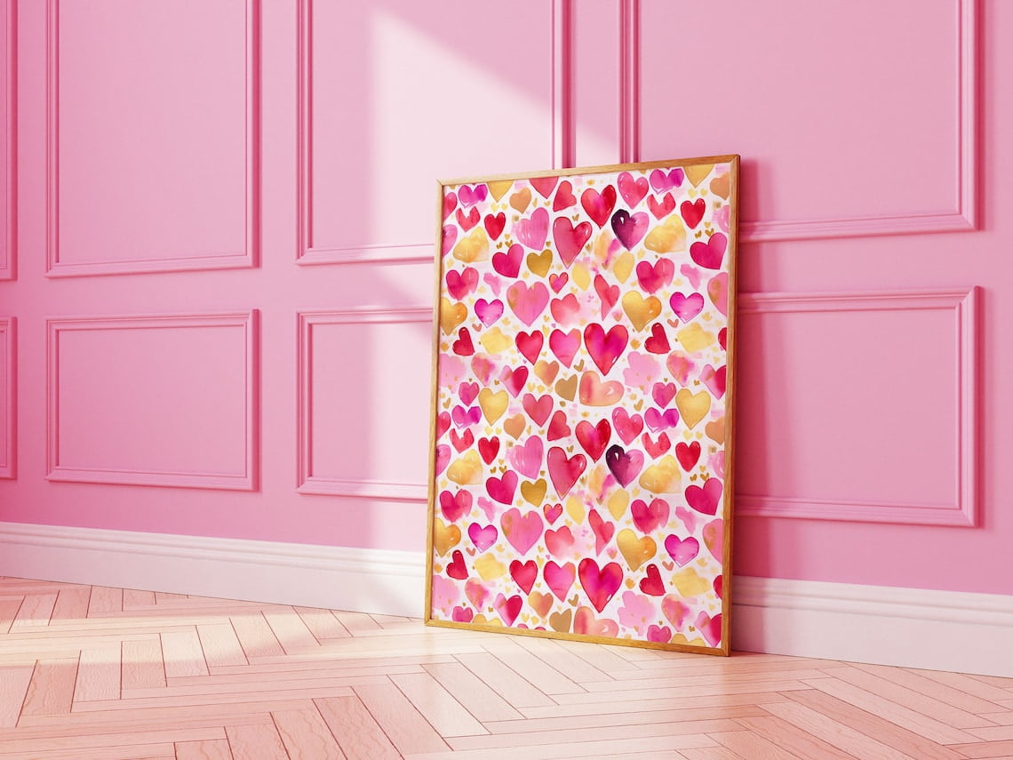 Be My Valentine Heart Love Hearts Pink Gold s Day Poster Anniversary ...