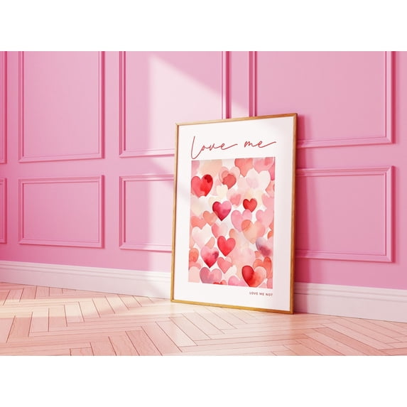 Be My Valentine Heart Love Hearts Poster Pink s Day Anniversary art her ...