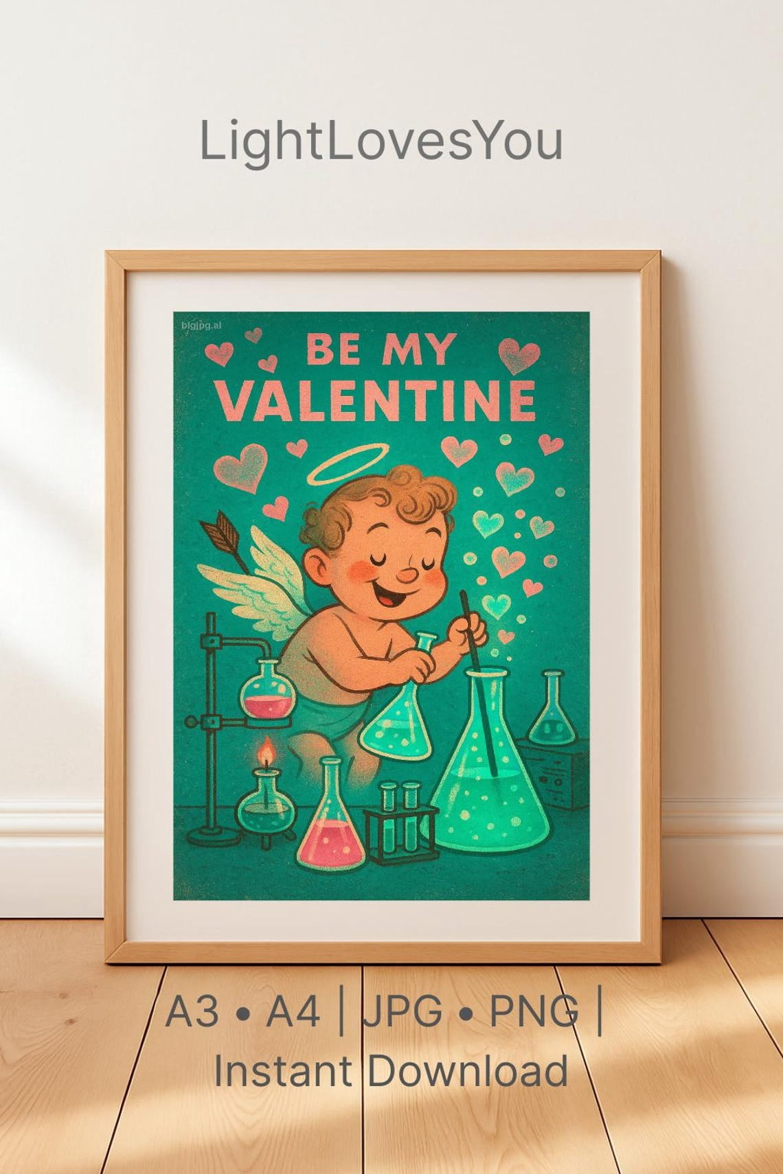 Be My Valentine Retro Cupid Love Lab Science Chemistry, Unframed Poster ...