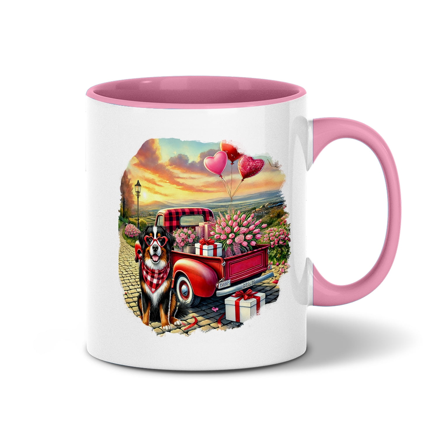 Be My Valentine's Bernese Mountain Dog Truck Full of Love Flower ...