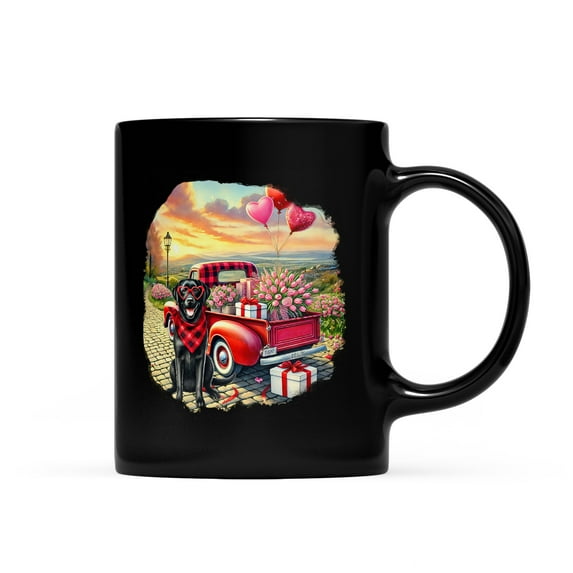 Be My Valentine's Labrador Retriever Truck Full of Love Flower Balloon ...