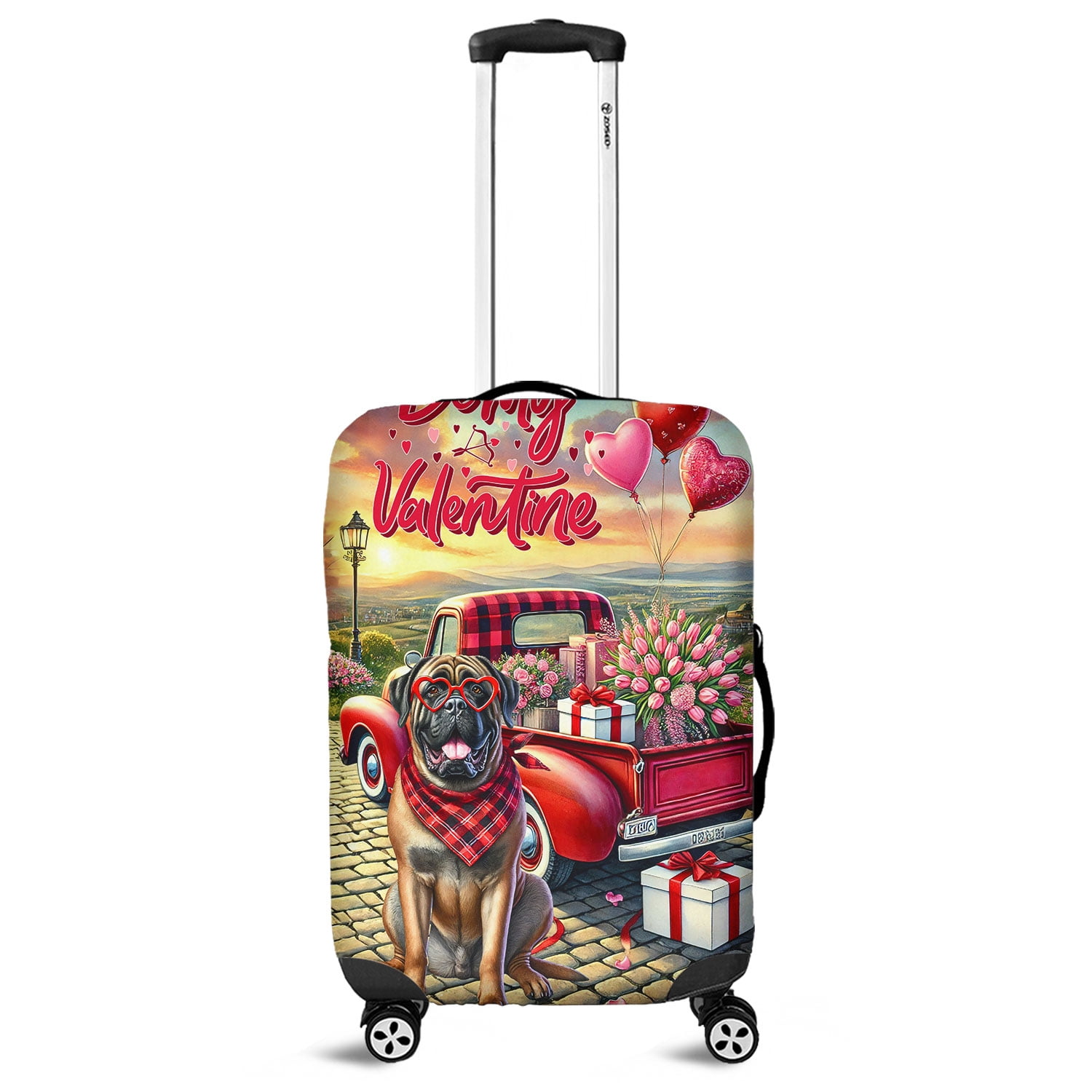 Be My Valentine's Mastiff Truck Full of Love Flower Balloon Travel ...