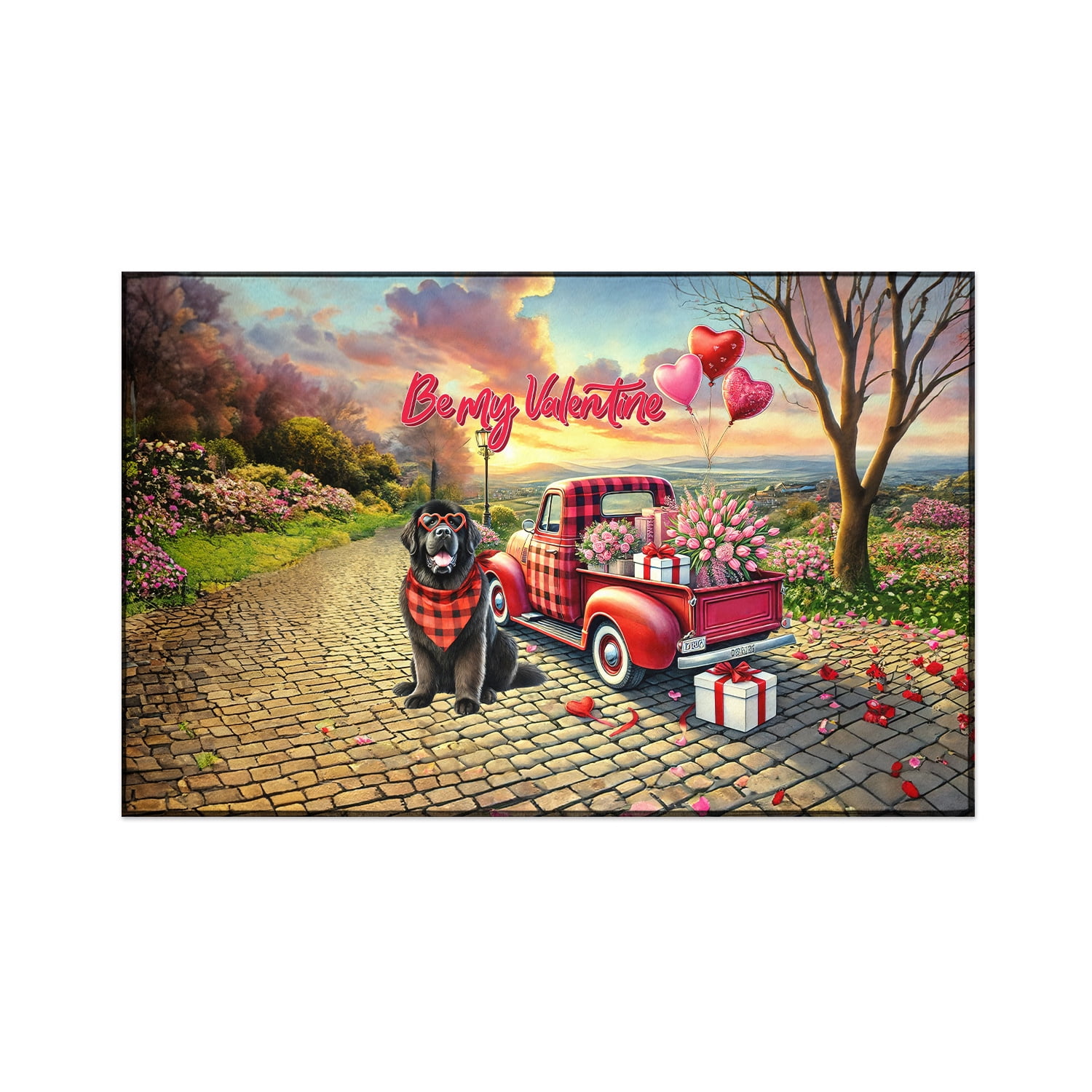 Be My Valentine's Newfoundland Truck Full of Love Flower Balloon Indoor ...