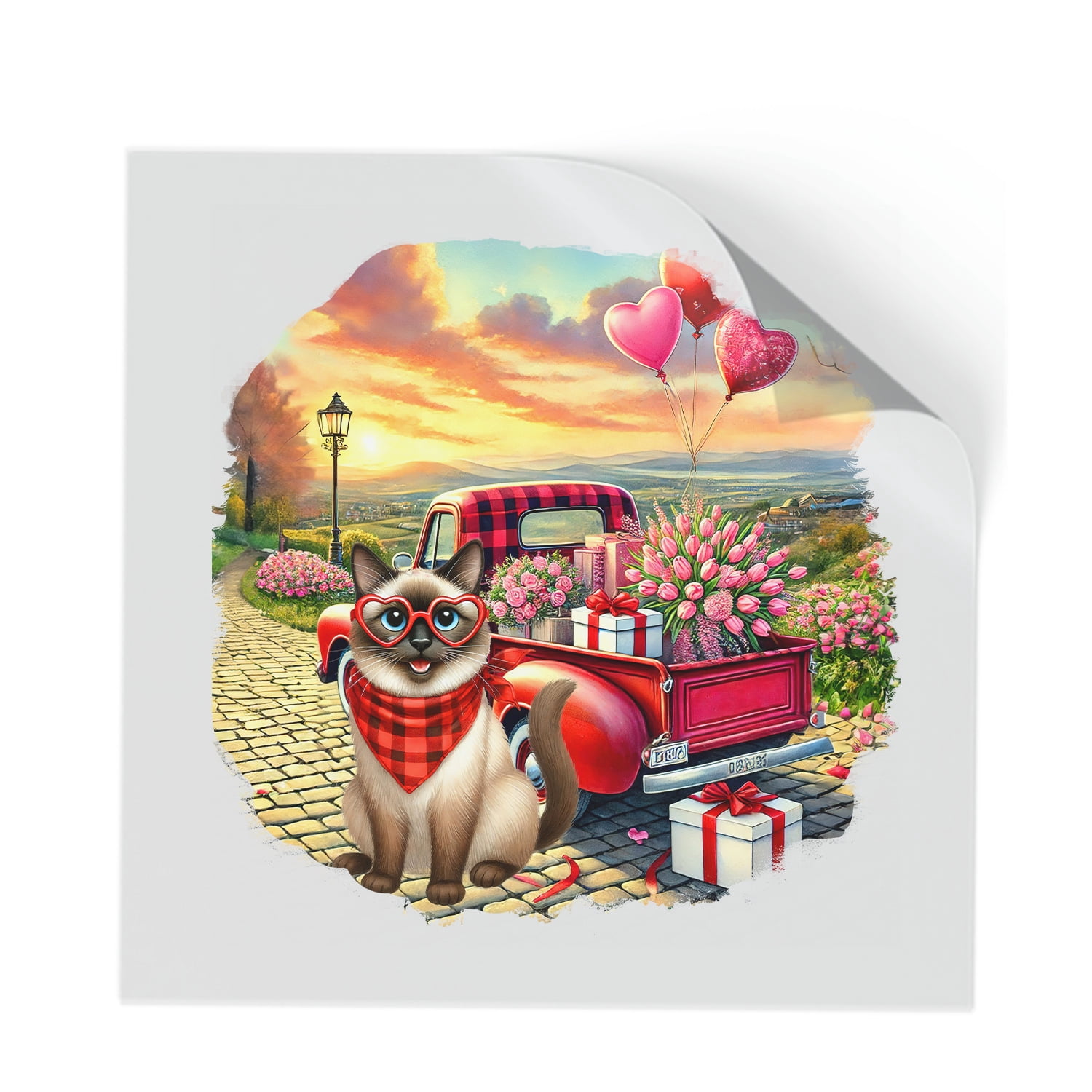 Be My Valentine's Siamese Truck Full of Love Flower Balloon Cutout ...