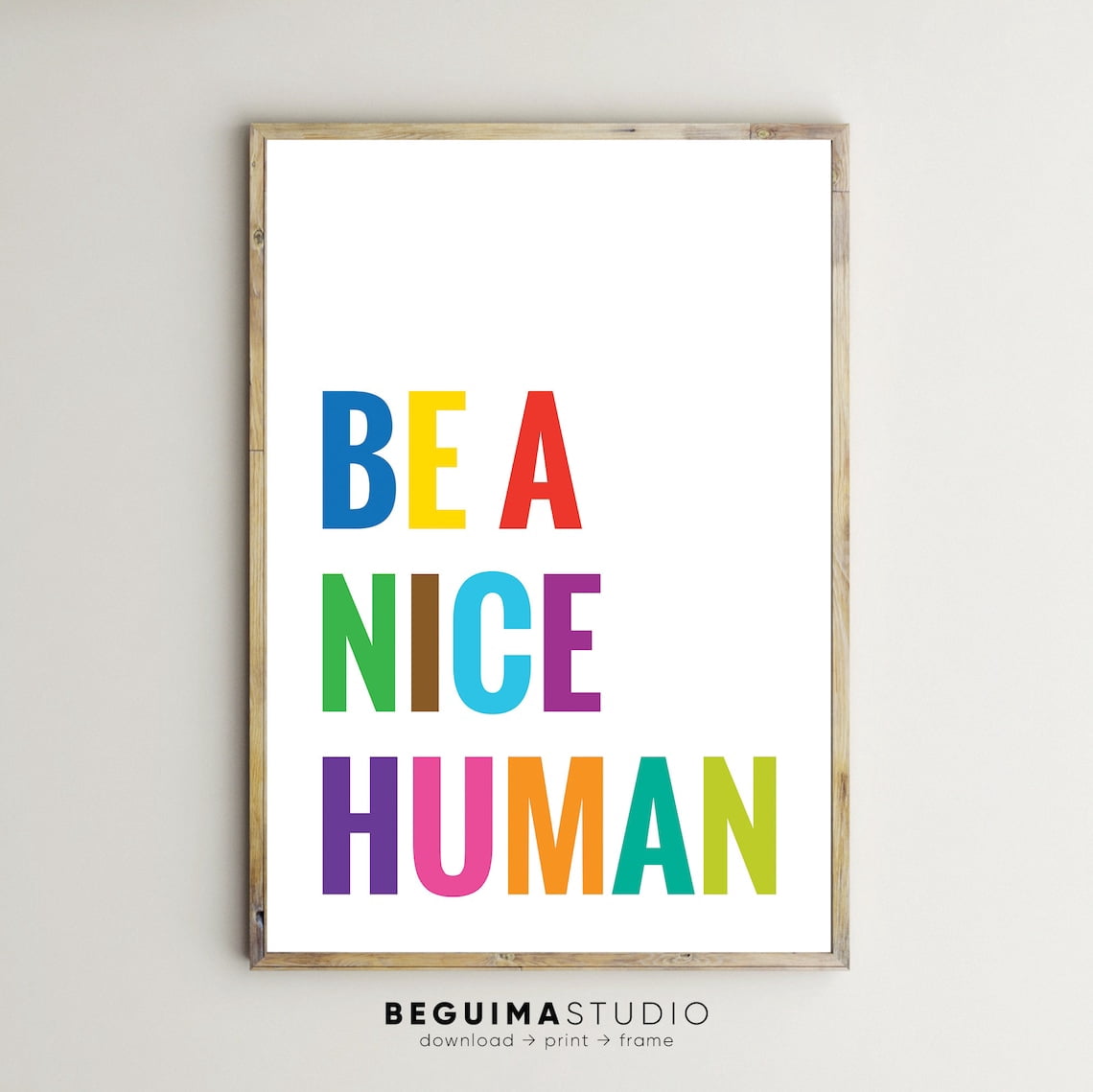 Be Nice Multicolor Typography Teacher Classroom Poster Art Unframed ...