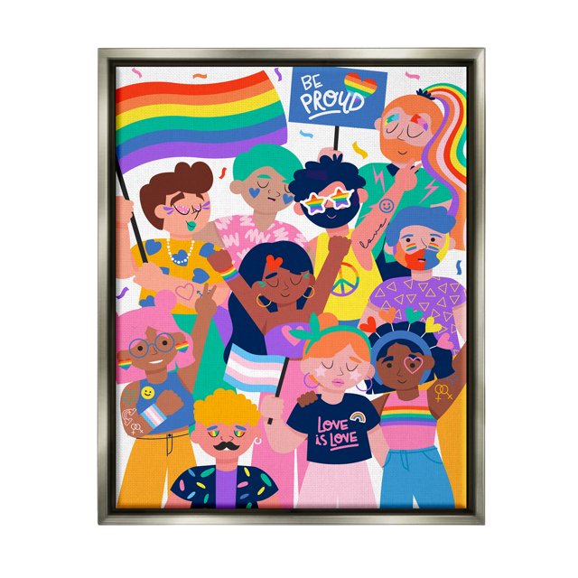 Be Proud LGBTQ+ Pride Inspirational Graphic Art Luster Gray Framed Art ...
