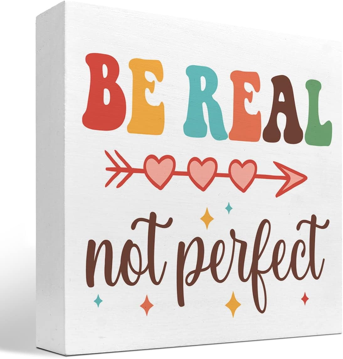 Be Real Not Perfect Wooden Box Sign,Positive Affirmations Wood Sign ...