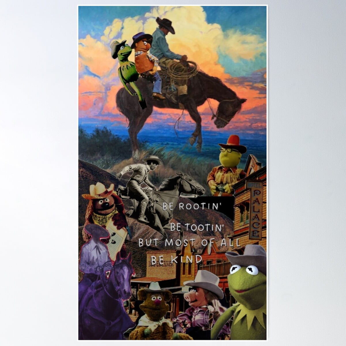 Be Rootin' Be Tootin' // Muppet Cowboy Collage Art Poster Wall Art ...