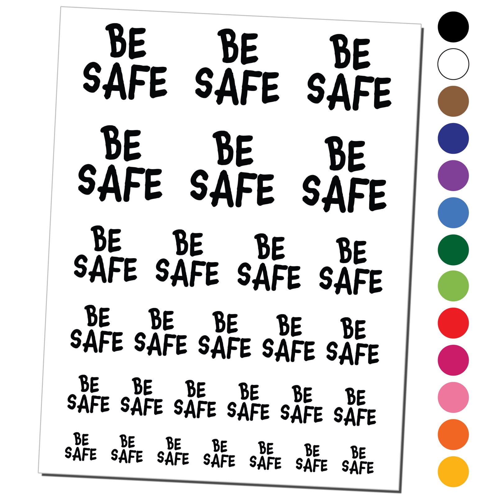 Be Safe Fun Text Water Resistant Temporary Tattoo Set Fake Body Art ...