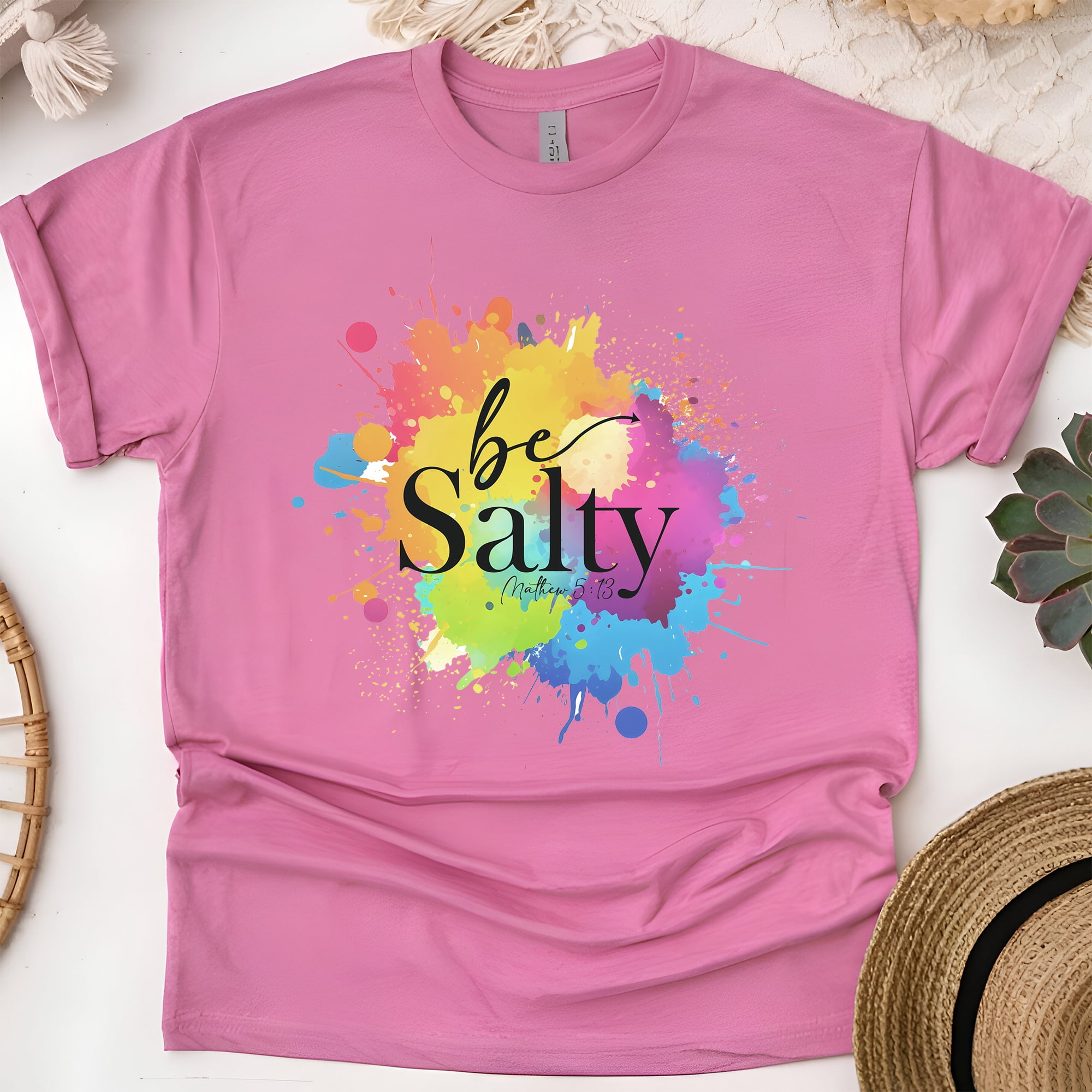 Be Salty Matthew 5:13 Bible Verse Graphic T-Shirt with Color Splash ...