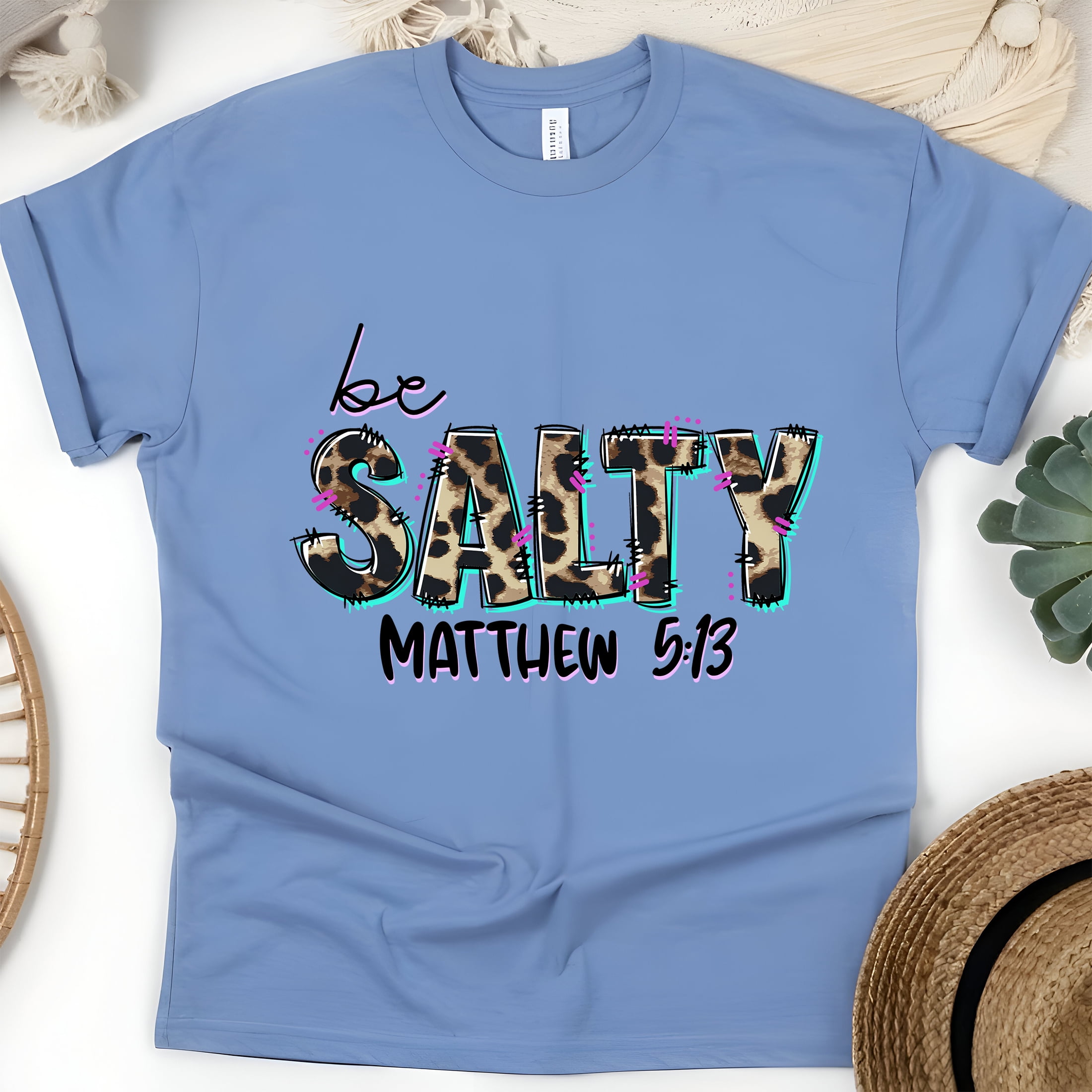 Be Salty Matthew 5:13 T-Shirt | Leopard Print Christian Graphic Tee ...