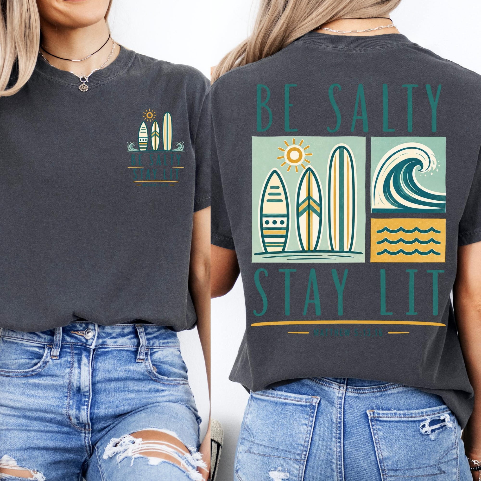 Be Salty Stay Lit Christian Shirt Boho Jesus Tee Christian Merch Trendy ...