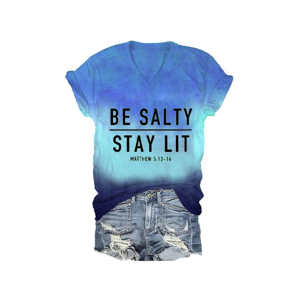 Be Salty Stay Lit T-Shirt, Christian Gift, Matthew 5:13, Women's V-Neck ...