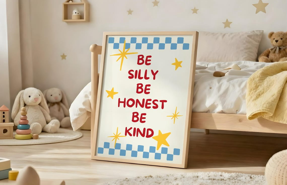 Be Silly Be Honest Be Kind Checkerboard Kids Room Decor Nursery ...