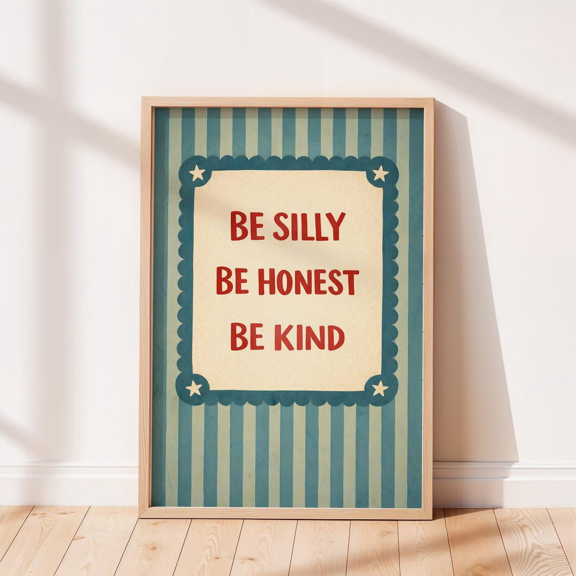 Be Silly Be Honest Be Kind Wall Print, Vintage Nursery Quote Poster ...