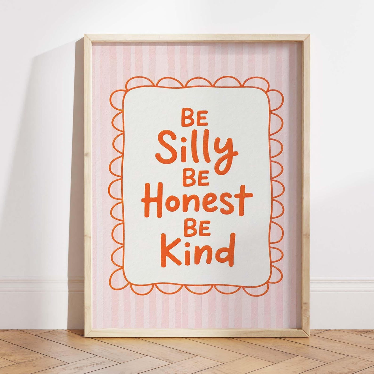 Be Silly Honest Kind Poster, Nursery Wall Art, Pink Kids Room Decor ...