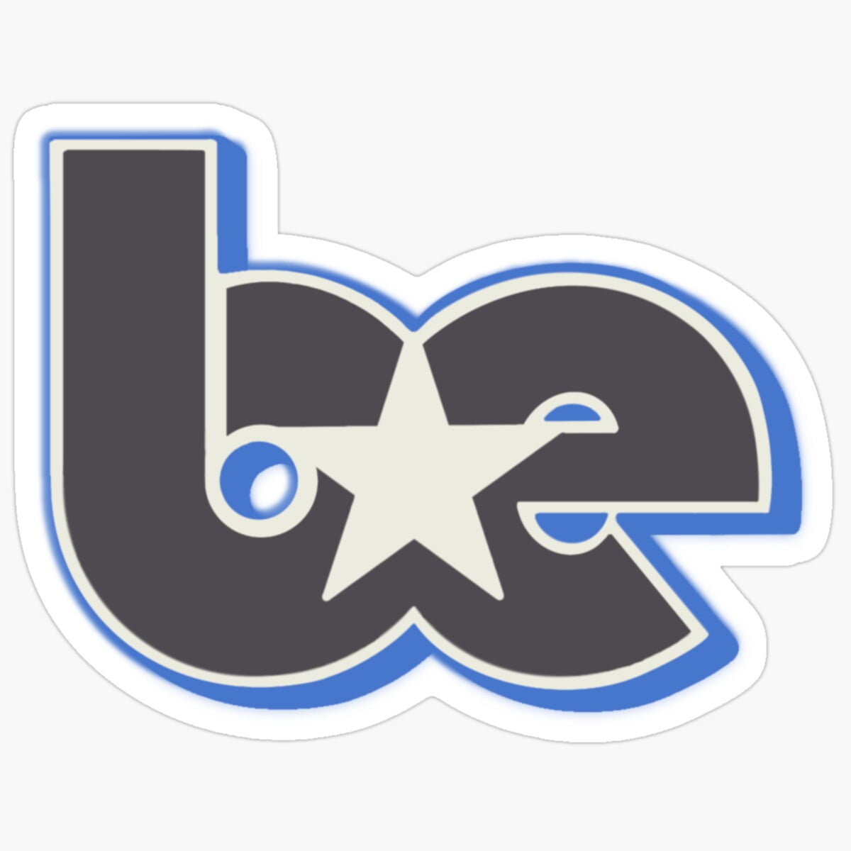 Be Star Contrast Initials Outline Logo White Grey Blue Sticker. Gift For You - Decorate Laptops ...