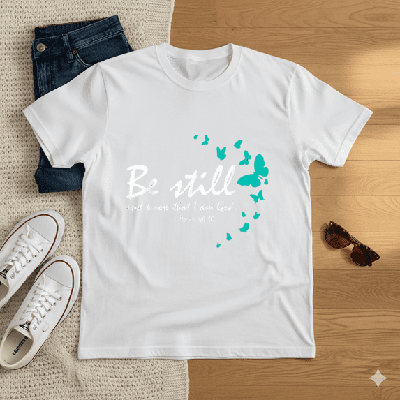 Be Still And Know I Am God Butterfly Religious Christian Unisex T-Shirt up to Size 5XL - Walmart.com