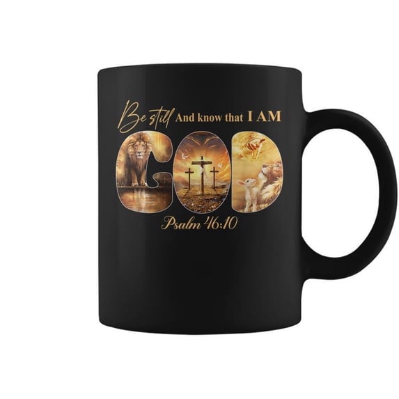 Be Still And Know That I Am God Christian Lion Sheep Coffee Mugs ...