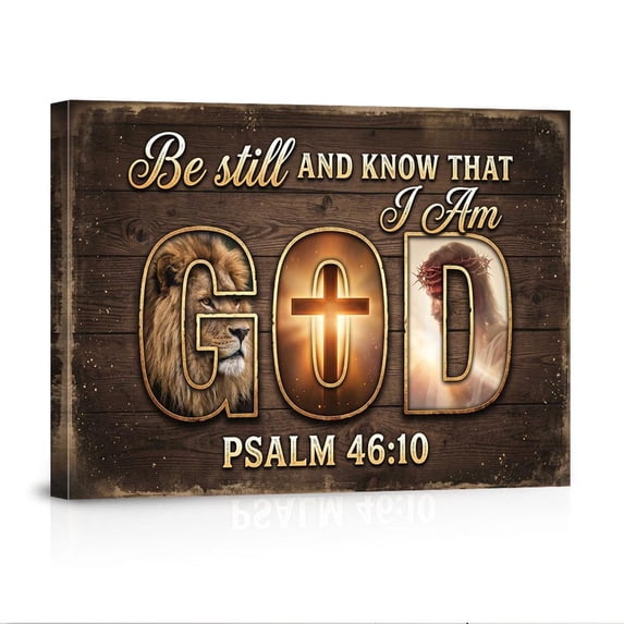 Be Still And Know That I Am God Psalm 46 10 Christian Lion Cross Jesus ...