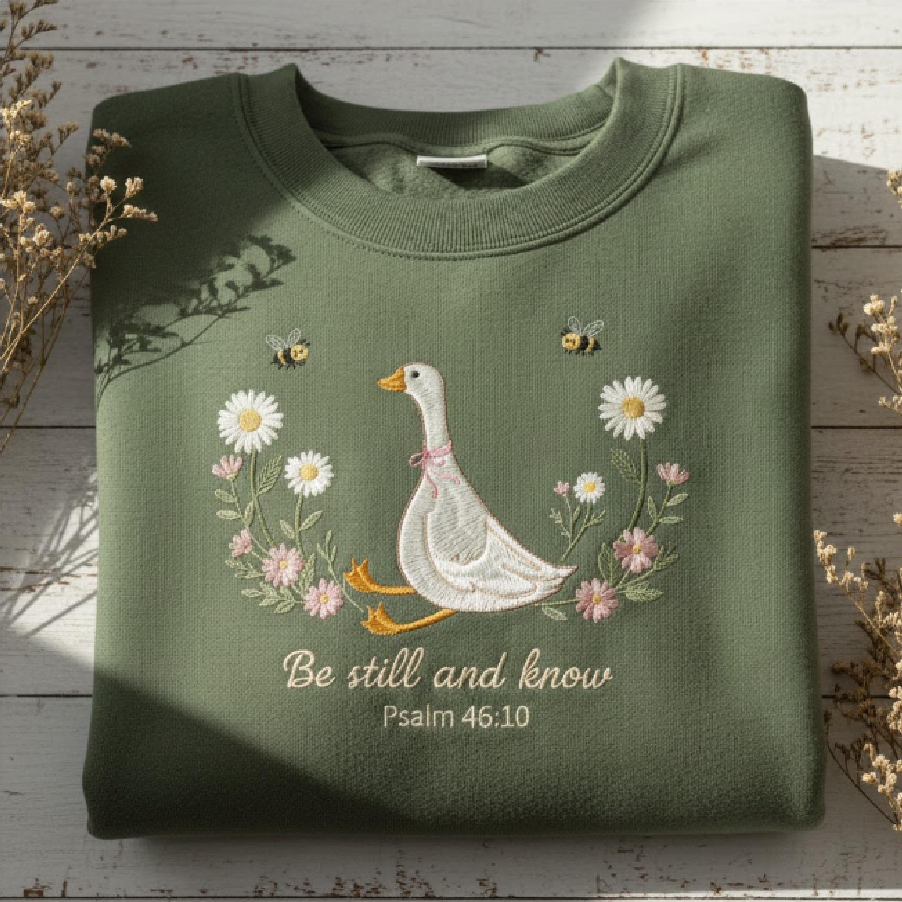 Be Still Goose Embroidered Sweatshirt Cottagecore Goose Pullover Jesus ...