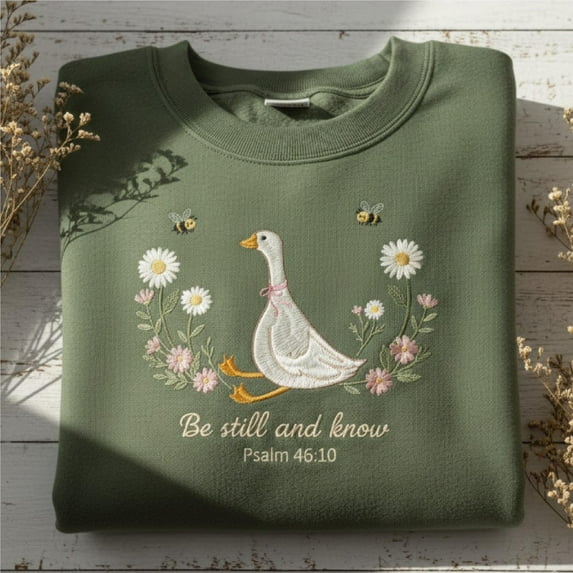 Be Still Goose Embroidered Sweatshirt Cottagecore Goose Pullover Jesus ...