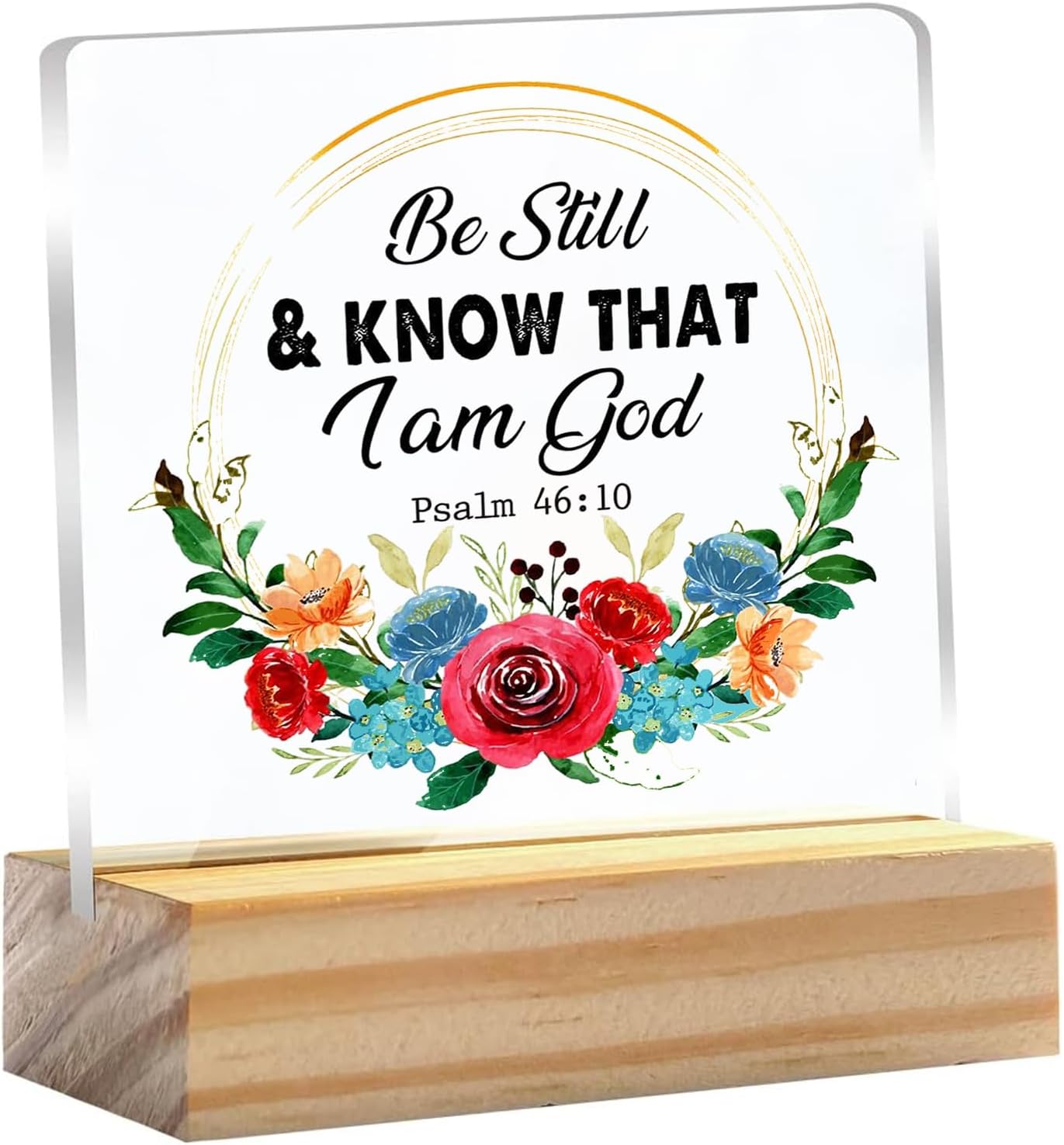 Be Still & Know That I am God Wood Block Sign,Bible Verse Desk Decor ...