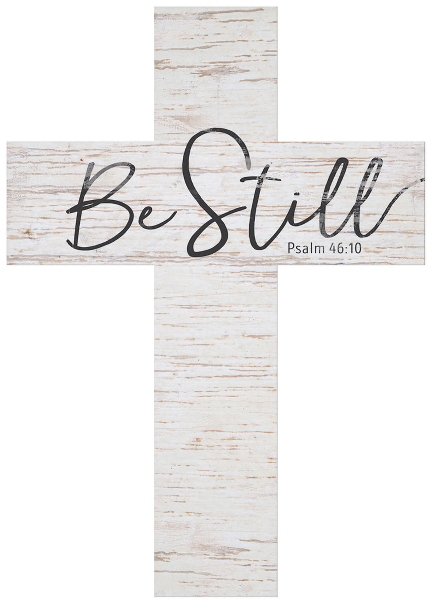 Be Still Script Whitewash 8.5 x 12 Solid Pine Wood Wall Hanging Cross ...