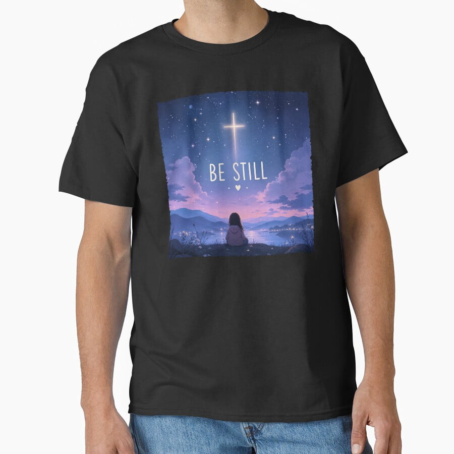 Be Still Serene Night Sky Cross Faith Inspirational Bible Verse ...
