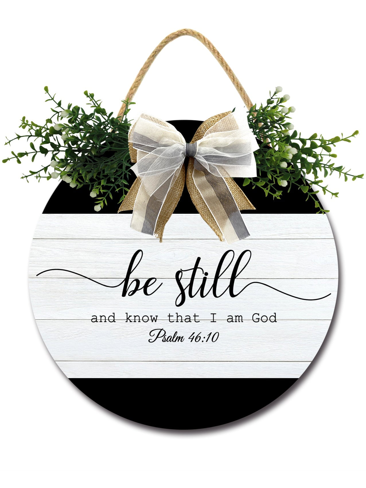 Be Still Sign Front Door Porch Decorations, Round Rustic Wood Hanging ...