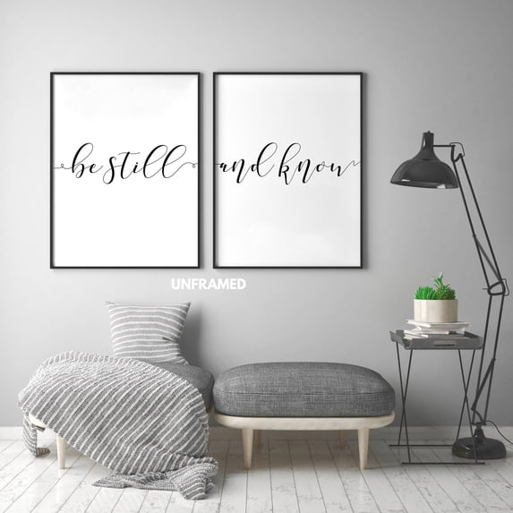 Be Still and Know Minimalist Poster Prints Home Wall Decor Set 2 ...