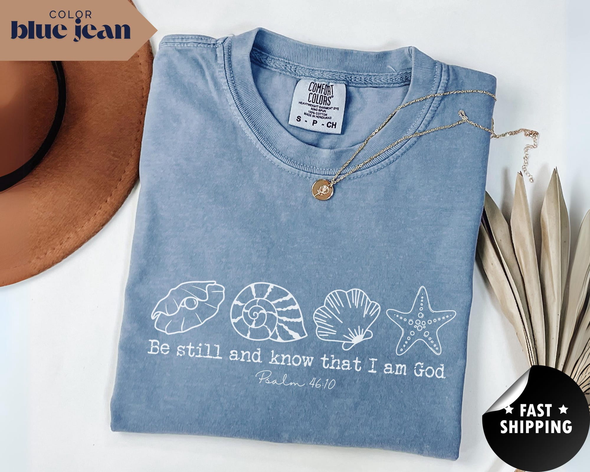 Be Still and Know TShirt Bible Verse Tee Gift Christian Seashell Beach ...
