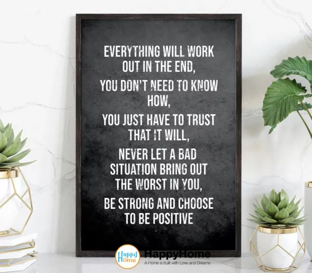 Be Strong And Choose Positive Motivational Inspirational Wall Art ...