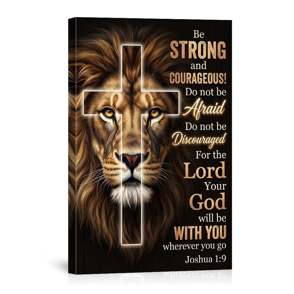 Be Strong And Courageous, Lion Of Judah Cross Wall Art, Christian ...