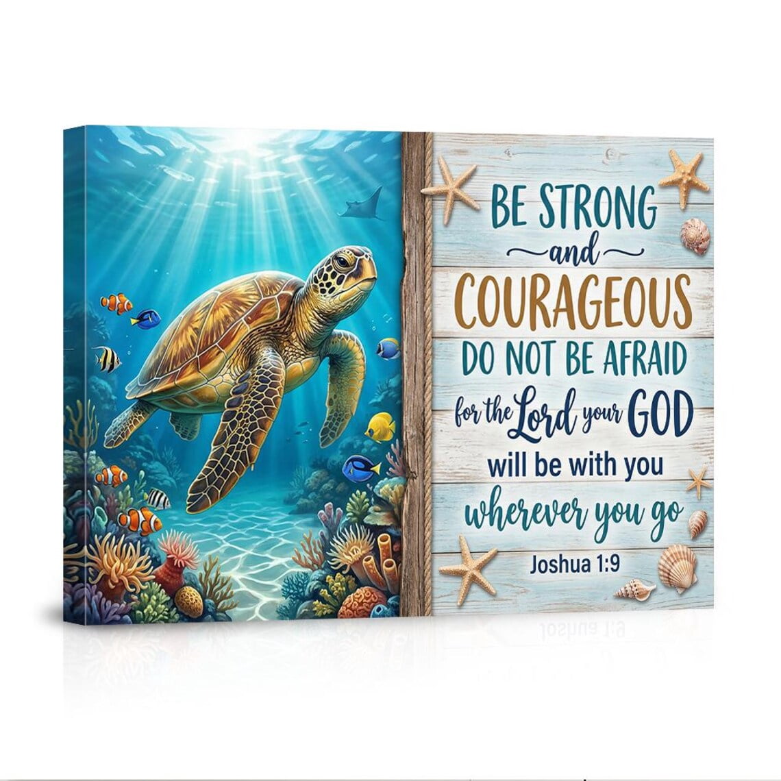 Be Strong And Courageous Sea Turtle Joshua 1 9 Christian Coastal Ocean ...