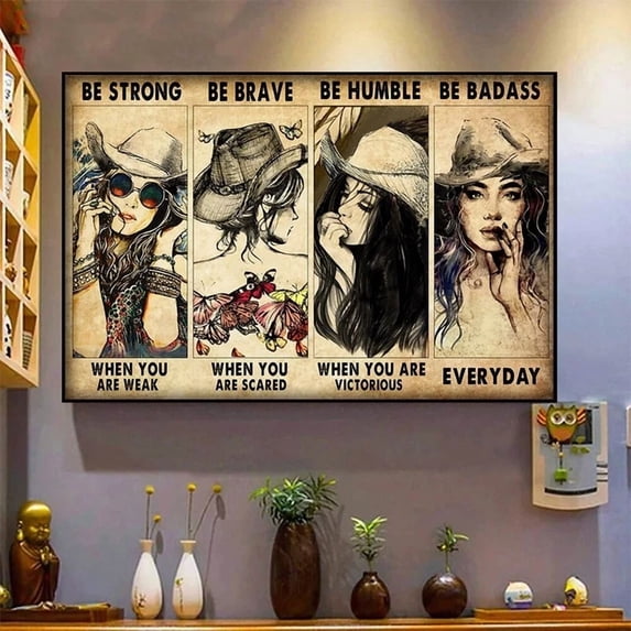 Be Strong Be Brave Be Humble Cowgirl Horse Poster Vintage Art - Walmart.com