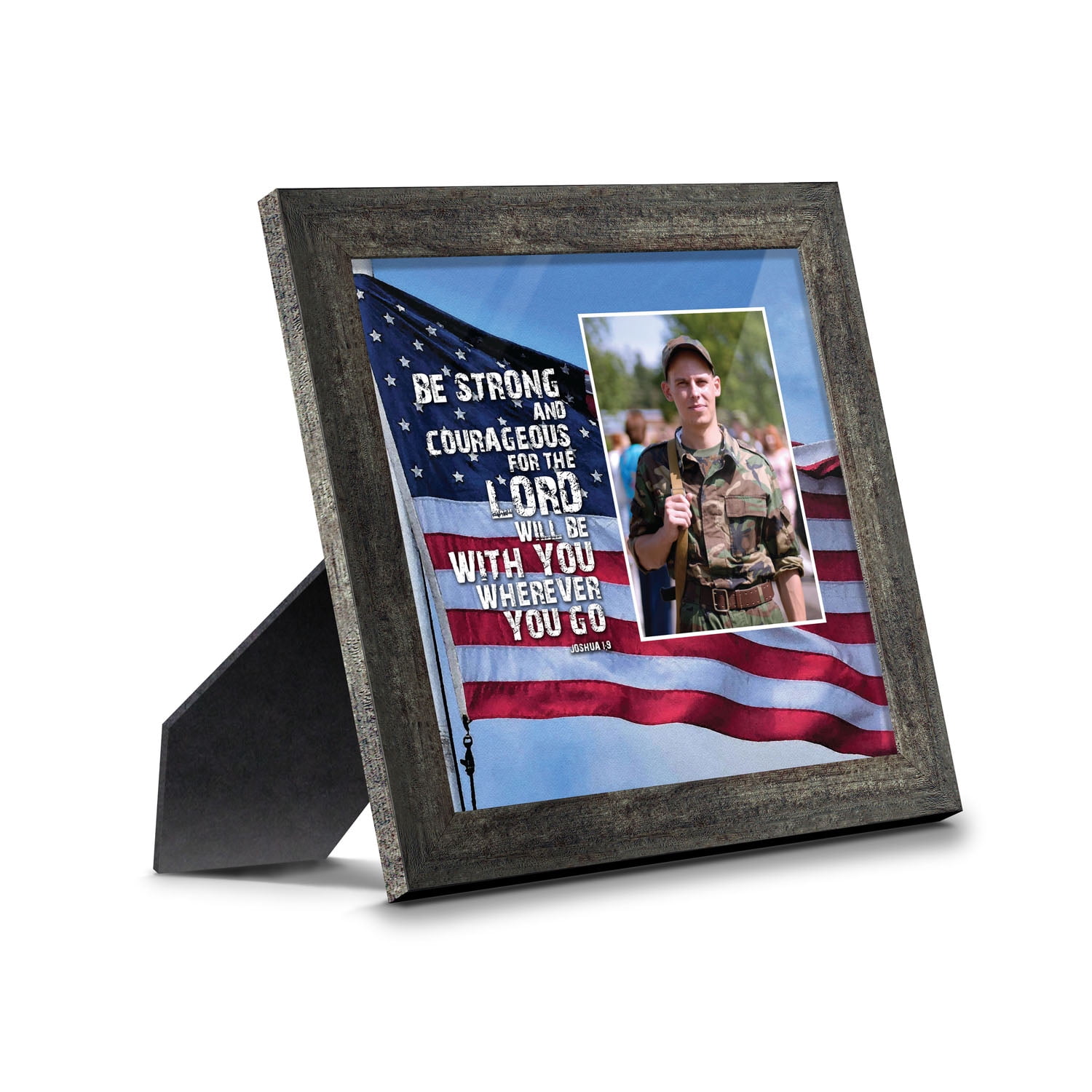 Be Strong and Courageous, Biblical Military Gift, American Flag Picture ...