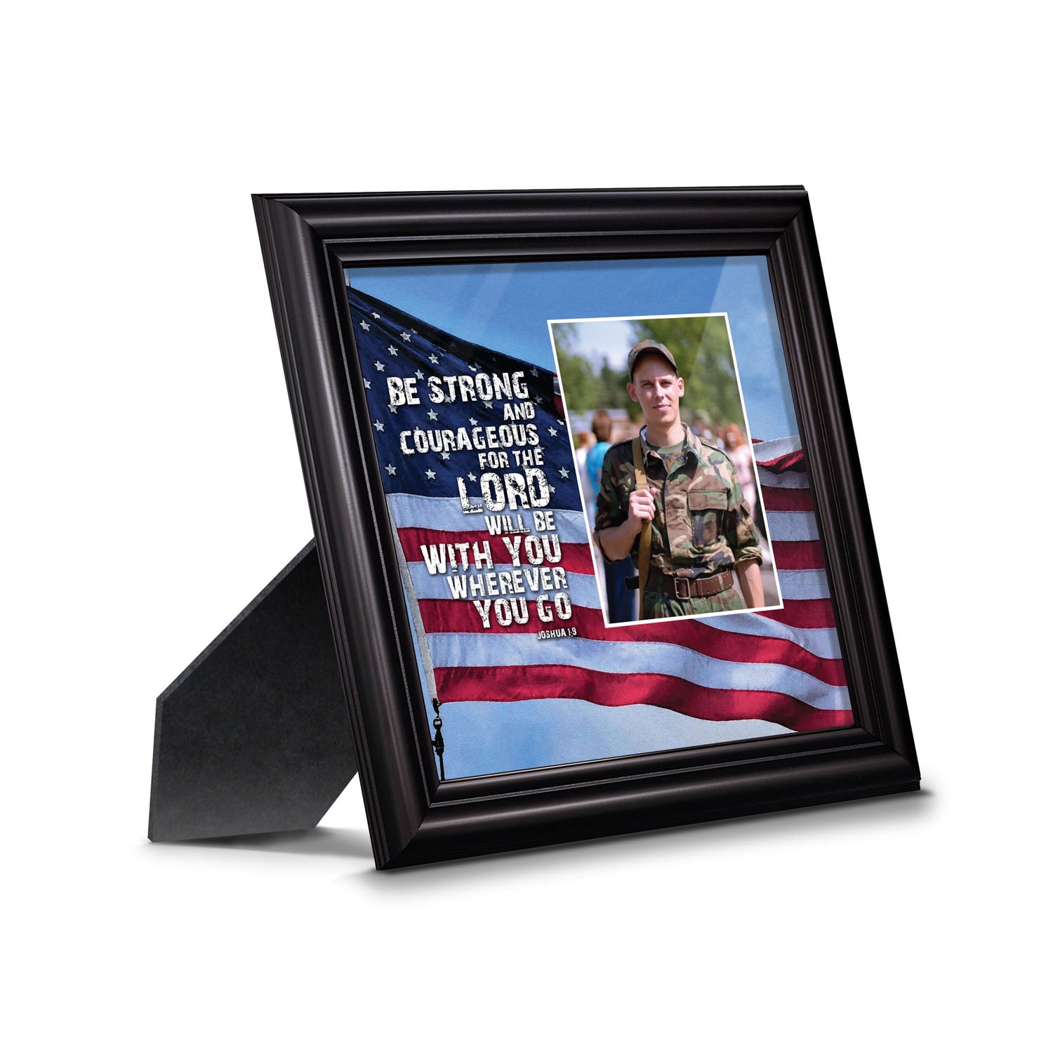 Be Strong and Courageous, Biblical Military Gift, American Flag Picture ...