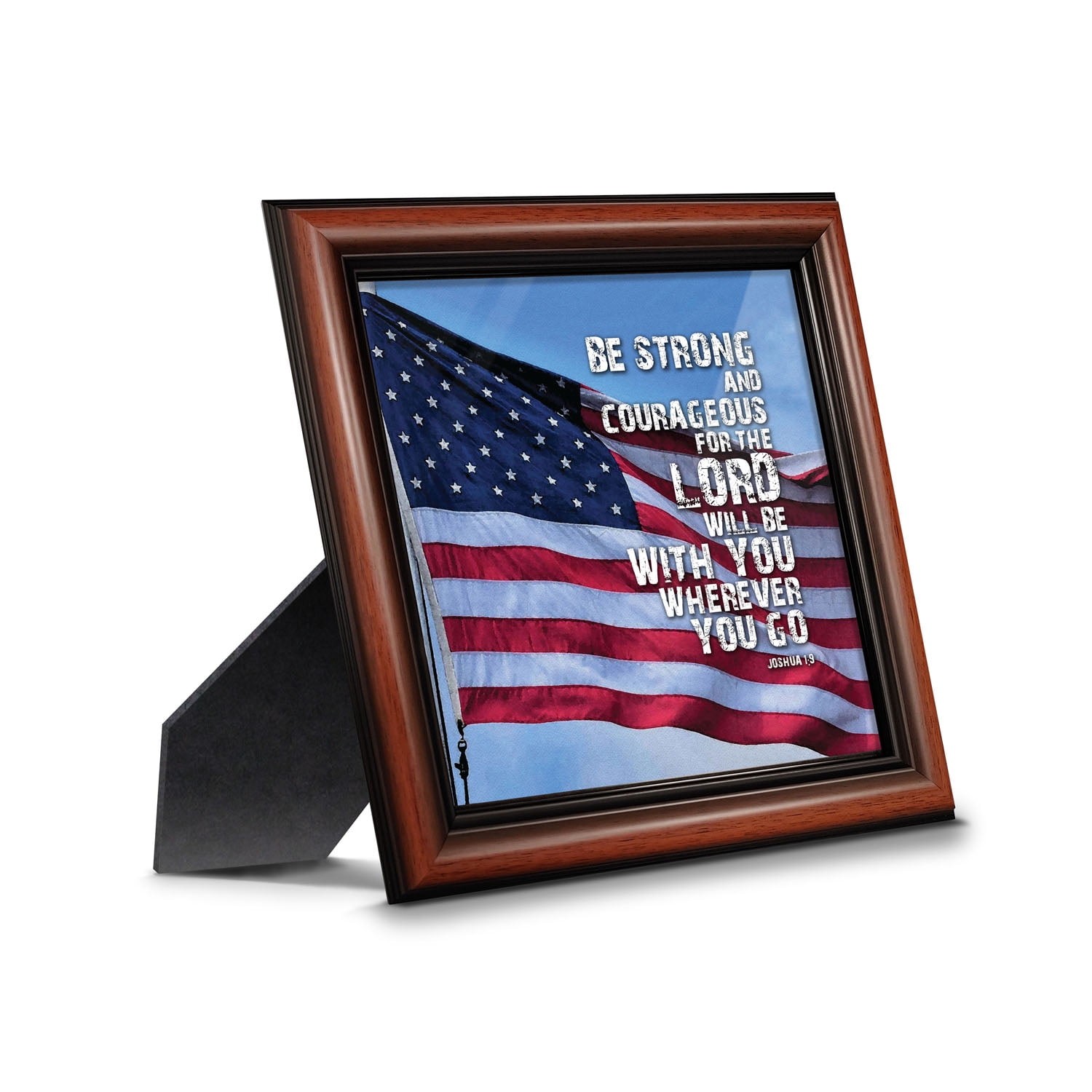 Be Strong and Courageous, Biblical Military Gift, American Flag Picture ...