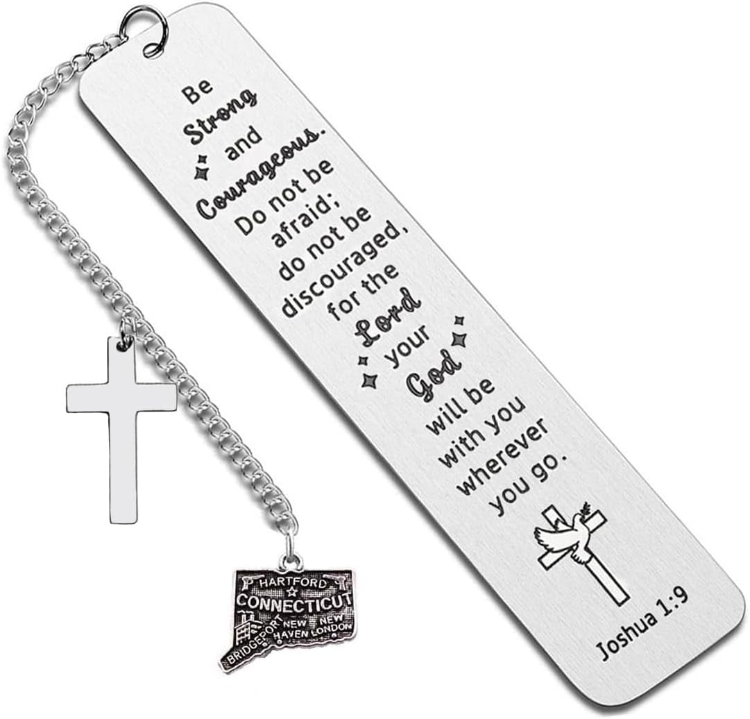 Be Strong and Courageous Bookmark Personalized US State Map and Cross ...