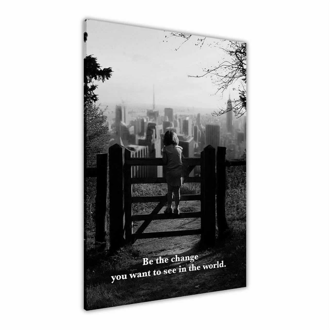 Be The Change Quote Black & White Wall Art Picture Print Art Home Decor ...