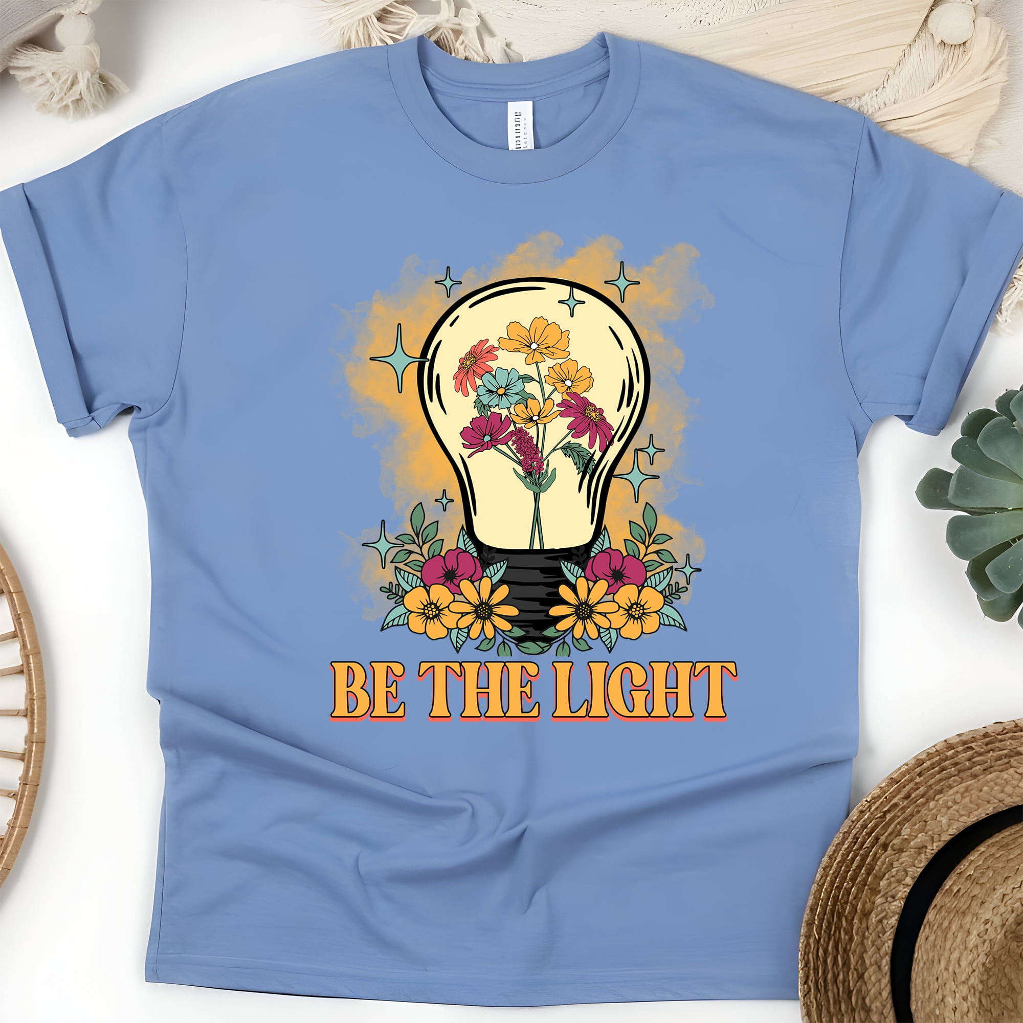 Be The Light Christian T-Shirt, Inspirational Faith Graphic Tee ...