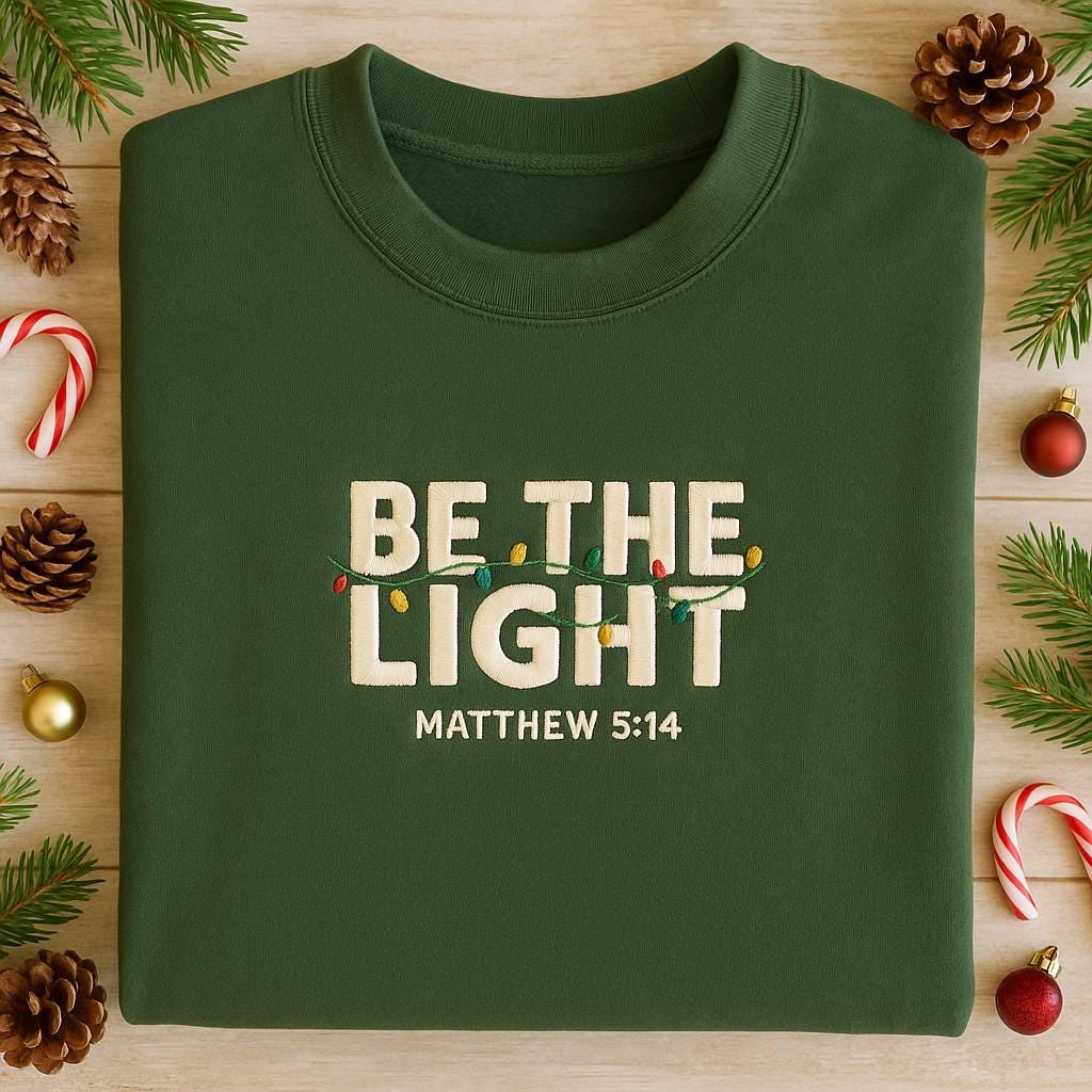 Be The Light Embroidered Sweatshirt | Matthew 5:14 Bible Verse ...