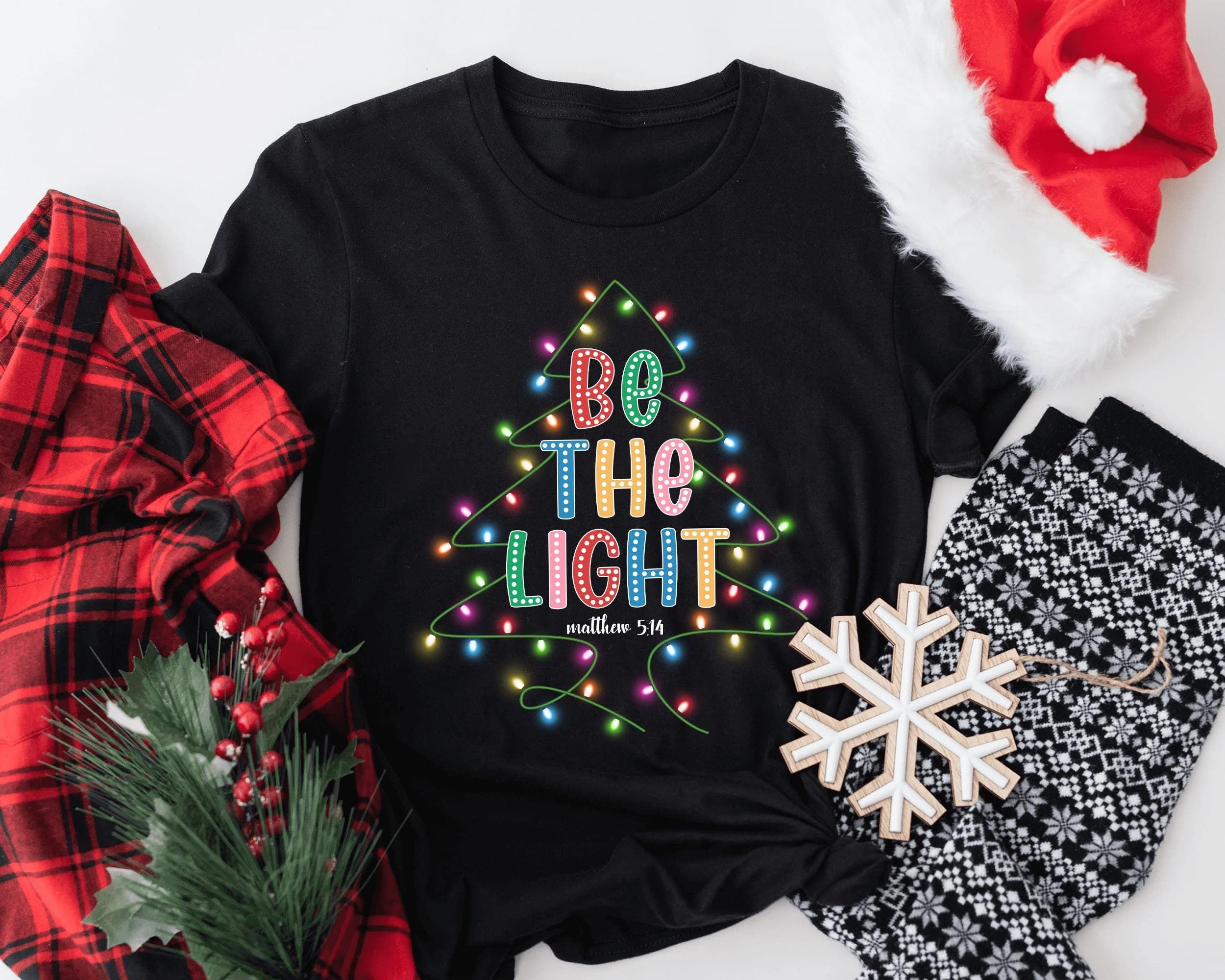 Be The Light Matthew 5 14 Shirt, Jesus Christmas Lights Shirt ...