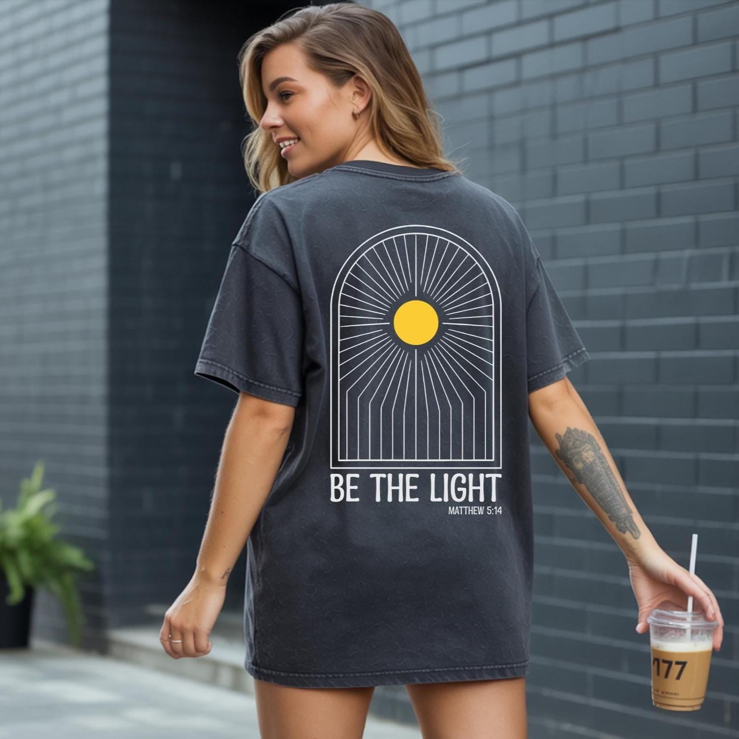 Be The Light Shirt, Back Print, Mathew 5:14 Shirt, Bible Verse Shirt ...
